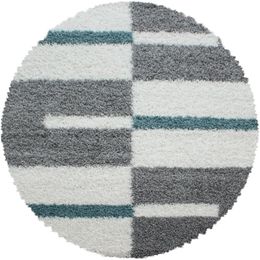 Ayyildiz Teppiche Hochflor-Teppich &raquo;Gala Shaggy 2505&laquo; rund 30 mm H&ouml;he Wohnzimmer t&uuml;rkis Obermaterial: 100% Polypropylen &Oslash; 200 cm 1 Stk.
