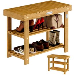 Casaria Schuhregal 2in1 Akazienholz FSC -zertifiziert 70x33x46cm