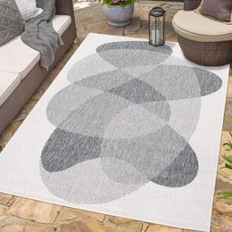 Carpet City Outdoorteppich &raquo;DUO RUG 5835&laquo; rechteckig 5 mm H&ouml;he Wendeteppich Wetterfest In- & Outdoor, Balkon, Terrasse, Wohnzimmer grau Obermaterial: 100% 