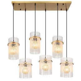Globo LIGHTING Hängeleuchte »GORLEY« E27 1 Stk. Hängelampe Glasstäbe opal klar verlaufend elegant Wohnzimmer Esszimmer goldfarben matt