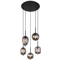 Globo LIGHTING Hängeleuchte »BLACKY« E14 1 Stk. Hängelampe schwarz Glas rauchfarben unterschiedliche Gläser schwarz matt