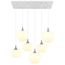 Globo LIGHTING Hängeleuchte »MAXY« E27 1 Stk. Hängelampe weiß Glas opal Dekorillen Esszimmer Esstisch weiß matt