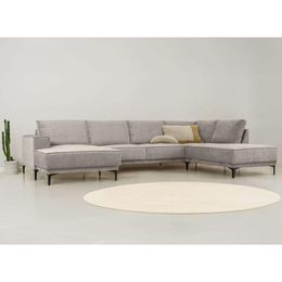 OTTO HOME Wohnlandschaft »XXL Sofa Oland, Struktur, Flachgewebe, Luxus-Microfaser, Boucle« U-Form, 345 cm, Wellenunterfederung, Skandi-Design,...