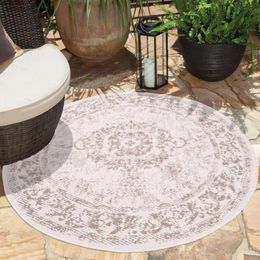 Carpet City Outdoorteppich &raquo;DUO RUG 5577&laquo; rund 5 mm H&ouml;he Wendeteppich Wetterfest In- & Outdoor, Balkon, Terrasse, Wohnzimmer beige Obermaterial: 100% Polypropylen