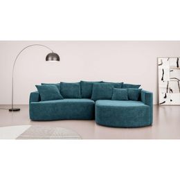 Home Affaire Ecksofa &raquo;Kahekili, Schlafsofa mit Bettkasten, Ma&szlig;e B/T/H: 255/181/90/ cm&laquo; L-Form mit Wellenunterfederung, 7 R&uuml;ckenkissen und 2 Zierkissen