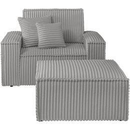 OTTO home Loveseat &raquo;FINNLEY, Loveseat & Hocker im Set, trendige Stoffe, inkl. Zierkissen&laquo; 2 Stk. tlg. verf&uuml;gbar in den Stoffqualit&auml;ten Boucl&eacute;, 