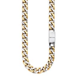 Bruno Banani Edelstahlkette »Schmuck Geschenk breite Kette bicolor« edelstahlfarben-gelbgoldfarben Trendstarke Kette von Bruno Banani