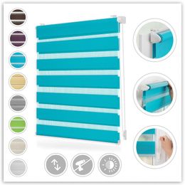 LICHTBLICK ORIGINAL Doppelrollo &raquo;Duo Rollo Klemmfix&laquo; Lichtschutz ohne Bohren freih&auml;ngend Seitenzugrollo, Montage mit beiliegendem, verstellbarem...