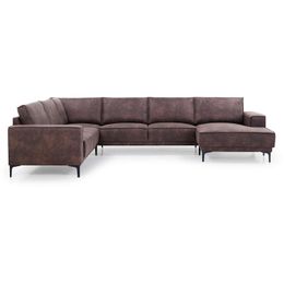 OTTO HOME Wohnlandschaft »XXL Sofa Oland, Struktur, Flachgewebe, Luxus-Microfaser, Boucle« U-Form, 342 cm, Wellenunterfederung, Skandi-Design,...