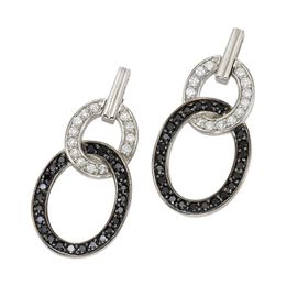 Celesta Paar Ohrh&auml;nger &raquo;Silber 925 rhodiniert mit Zirkonia-Steinen wei&szlig; und schwarz&laquo; wei&szlig; + schwarz one-size Edle Damen-Ohrringe aus echtem 925 Silber