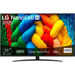 LG LED-Fernseher »55NANO81T6A« 139 cm/55 ′′ Smart-TV schwarz Leistungsstarker α5 Gen7 4K AI-Prozessor mit 4K Upscaling und Dynamic Tone Mapping für...