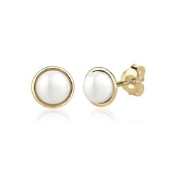 Elli Premium Paar Ohrstecker »Perlen Weiß 375 Gelbgold« Weiß onesize Ohrringe für Damen mit echten Süßwasserperlen ideal für den eleganten Abend