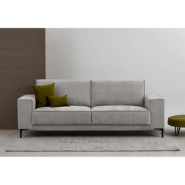 OTTO HOME 3-Sitzer »3er Sofa Oland, Struktur, Flachgewebe, Luxus-Microfaser, Boucle« 224 cm, Wellenunterfederung, Skandi-Design, Metallfüße light grey