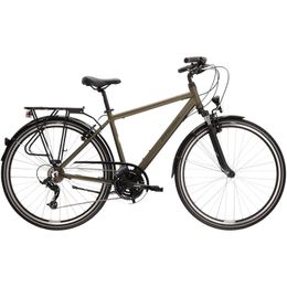 KROSS Trekkingrad »Trekkingrad Trans 1.0 28" khaki« 21 Gang RDM41 Schaltwerk Kettenschaltung braun+schwarz