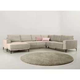 OTTO HOME Wohnlandschaft »XXL Sofa Oland, Struktur, Flachgewebe, Luxus-Microfaser, Boucle« U-Form, 342 cm, Wellenunterfederung, Skandi-Design,...