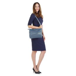 Samantha Look Damen Umh&auml;ngetasche echt Leder, Made in Italy blau
