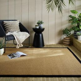 FLAIR RUGS Teppich &raquo;Sisal Look&laquo; rechteckig 6 mm H&ouml;he Sisal Look Border Indoor Outdoor Bodenl&auml;ufer Teppich schwarz Kunstfaser