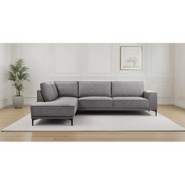 OTTO HOME Ecksofa »Polsterecke Oland, Struktur, Flachgewebe, Luxus-Microfaser, Boucle« L-Form, 289 cm, Wellenunterfederung, Skandi-Design,...