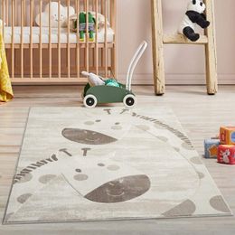 Carpet City Kinderteppich »MARA719« rechteckig 11 mm Höhe Kinderzimmer, Kurzflor, robust, Tiere, Spielzimmer Creme Obermaterial: 70% Polypropylen,...
