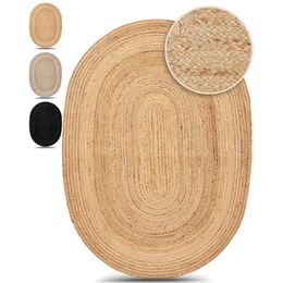 CarpetFine Teppich »Nele Juteteppich Naturfaser« rund 6 mm Höhe geflochtener Wendeteppich aus 100%Jute, in rund und oval, viele Größen natur...