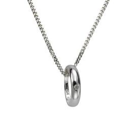 ZEEme Kette mit Anh&auml;nger &raquo;925 Silber Taufring mit Diamant 0, 01ct.&laquo; wei&szlig; 36/38 cm S&uuml;&szlig;e Kinder-Halskette aus echtem 925 Silber