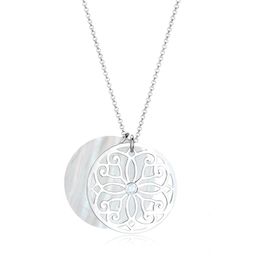 Elli Premium Kette mit Anh&auml;nger &raquo;Ornament Perlmutt Topas 925 Sterling Silber&laquo; Wei&szlig; 70 Halskette aus 925 Sterling Silber, ros&eacute;-vergoldet