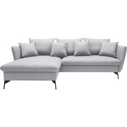 OTTO HOME Ecksofa »LIVORNO, 258 cm, L-Form, « Schlaffunktion u. Bettkasten (139/224cm), Samt, Struktur, Webstoff Grau