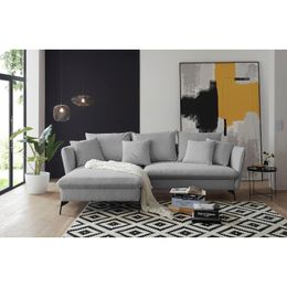 OTTO home Ecksofa &raquo;LIVORNO,258 cm, L-Form,&laquo; Schlaffunktion u. Bettkasten (139/224cm), Samt, Struktur, Webstoff grau 100% Polyester;PU-Schaum und Nosag