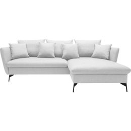 OTTO HOME Ecksofa »LIVORNO, 258 cm, L-Form, « Schlaffunktion u. Bettkasten (139/224cm), Samt, Struktur, Webstoff Graubeige