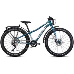 GHOST Trekkingrad »Lanao 24 Pro EQ« 20 Gang Shimano Deore RD-M6000 Schaltwerk Kettenschaltung für Damen und Herren, Kettenschaltung tannengrün-weiß