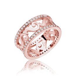 Elli Premium Fingerring »Ornament Zirkonia 925er Sterling Silber« Rosegold 54 mm Trendiger Bandring aus 925er Silber