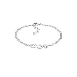 Elli Armband »Herz Unendlichkeit Infinity 925 Silber« Silber 16 cm Romantische Symbol Armkette für Frauen