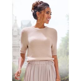 Lascana Kurzarmpullover, flauschiger Strickpullover, figurnaher Schnitt sand 32/34
