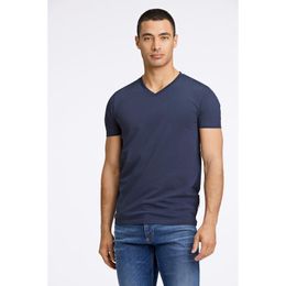 LINDBERGH T-Shirt, mit V-Ausschnitt navy M M Basic-T-Shirt für Herren von LINDBERGH