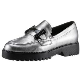 Gabor Loafer »Florenz«, Blockabsatz, Slipper, Halbschuh, Schlupfschuh in Weite G (=weit) silberfarben 38 38 Trendiger Loafer in Metallicoptik mit...