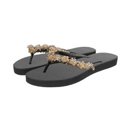 Uzurii Slipper & Pantoletten - Zehentrenner Precious Bloom Gold - Gr. 41,5 (EU) - in Schwarz - f&uuml;r Damen