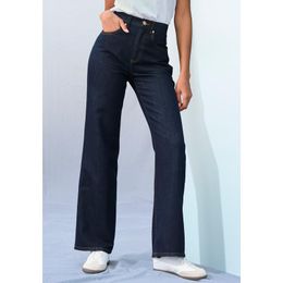 Lascana Weite Jeans mit hohem Bund und 5-Pocket-Style, Wide-Leg Jeans darkblue denim 36 - N-Gr N-Gr 36 Modische, weit geschnittene Jeans
