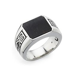 HECHTER PARIS Fingerring »Schmuck Geschenk Silber 925 Herrenring Farbstein Edelstein« mit Onyx oder Tigerauge silberfarben-schwarz-blau 64 Edler...