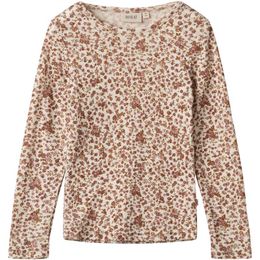 Wheat Langarmshirt &raquo;Wool T-Shirt L/S Alfie&laquo; aus reiner Merinowolle rose flowers 116 116 Lang&auml;rmeliges Shirt von Wheat f&uuml;r M&auml;dchen