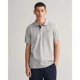 Gant Poloshirt &raquo;REG CONTRAST PIQUE SS RUGGER&laquo; mit kontrastfarbenen Eins&auml;tzen graumeliert XXL XXL Kurzarm-Design, ideal f&uuml;r w&auml;rmere Tage oder...