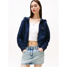 Tommy Jeans Damen Kapuzensweatjacke &raquo;TJW BXY CRP ZIP THRU HOODIE&laquo; blau XL (42)