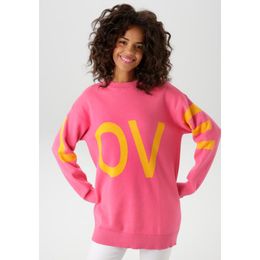 Aniston Casual Damen Aniston CASUAL Strickpullover mit eingestricktem LOVE-Schriftzug pink 42