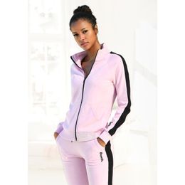 Bench. Loungewear Damen Sweatjacke mit Seitenstreifen und Stehkragen, Loungewear rosa 32/34