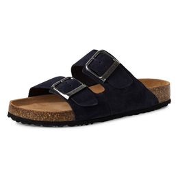 Tamaris Pantolette, Hausschuh, Schlappen mit zwei verstellbaren Schnallen navy 39 39 Pantolette mit Logopr&auml;gungen an den Schnallen