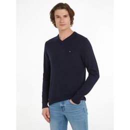 Tommy Hilfiger V-Ausschnitt-Pullover »PIMA ORG CTN CASHMERE V NECK« desert sky 3XL 3XL Markenstickerei auf der Brust