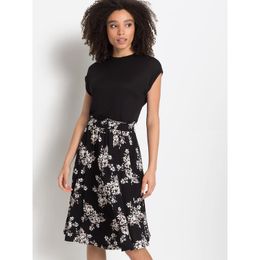 Lascana Jerseykleid mit Paperbag-Bund schwarz-creme-bedruckt 38 - N-Gr N-Gr 38 2-in-1 Optik