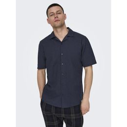 Only & Sons Only & Sons Damen ONLY & SONS Kurzarmhemd &raquo;ONSCAIDEN SS SOLID RESORT LINEN NOOS&laquo; blau S, N-Gr