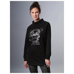 TRIGEMA Sweatshirt &raquo;Longshirt mit schimmerndem Leo-Print&laquo; schwarz M M Leichte Sweat-Qualit&auml;t