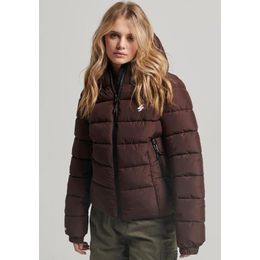 Superdry Steppjacke »HOODED SPIRIT SPORTS PUFFER« mit Kapuze aus wasserabweisendem Material Dark Oak Brown XS XS Moderne Pufferjacke von Superdry