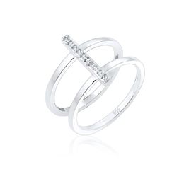 Elli Damen Fingerring &raquo;GLas Kristalle Wei&szlig; 925 Sterling Silver&laquo; silber